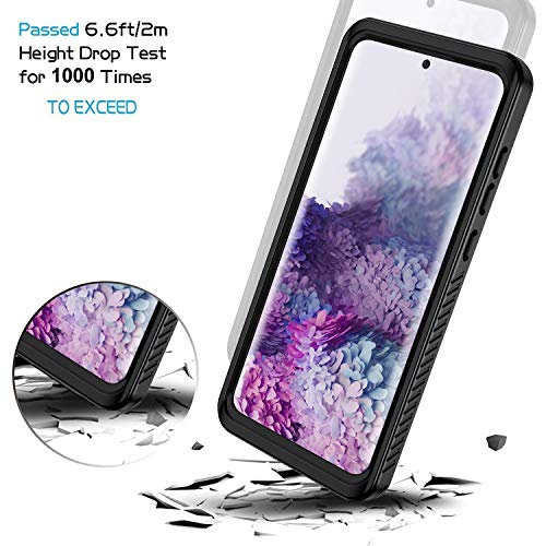 Lanhiem Samsung Galaxy S20+ Plus Case, IP68 Waterproof Dustproof Shockproof Case with Built-in Screen Protector, Heavy Duty Full Body Protective Cover for Galaxy S20 Plus 5G, Black/Clear