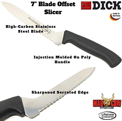 F. Dick Pro-Dynamic 7 Inch Offset Serrated Slicer - German Made Knife