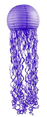 Jellyfish Paper Lanterns 3 Pack Purple Green and Blue Mermaid Under The Sea Ocean Birthday Party Decorations Supplies Easy Setup Room Décor