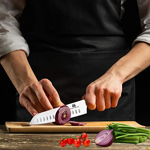 Vestaware Chef Knife Chefs Knife 8 Inch Kitchen Knife High Carbon German Stainless Steel Sharp Cutting Knife with Ergonomic Handle (7-inch Santoku Knife)