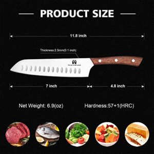 Vestaware Chef Knife Chefs Knife 8 Inch Kitchen Knife High Carbon German Stainless Steel Sharp Cutting Knife with Ergonomic Handle (7-inch Santoku Knife)