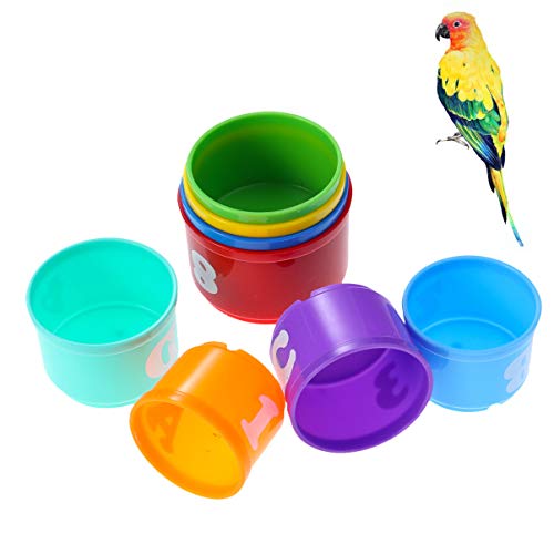 Bird Training Toys - 8Pcs Colorful Bird Cup Toys Parrot Intelligence Toy Bird Educational Stacking CupToy Training Treat Toys for Parakeet Parrots(Random Color)