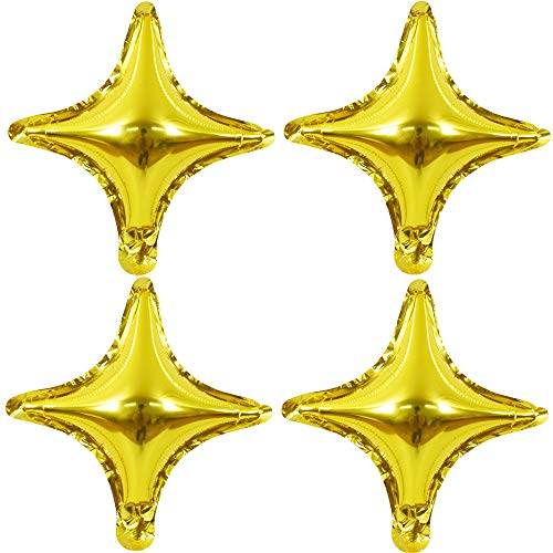 10'' Star Shape Foil Mylar Balloon Quadrangle Balloon -50 pcs Four Angle Star Balloons for Baby Shower, Gender Reveal, Wedding, Birthday or Engagement Party Decoration (Gold)