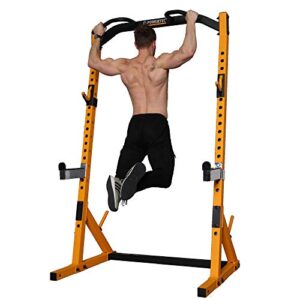 Powertec Fitness Workbench Half Rack, Yellow - Exercise Equipment for Home Gym - Squat Rack and Weight Lifting Station - Professional Workout Equipment