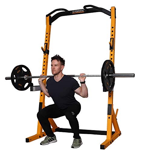 Powertec Fitness Workbench Half Rack, Yellow - Exercise Equipment for Home Gym - Squat Rack and Weight Lifting Station - Professional Workout Equipment