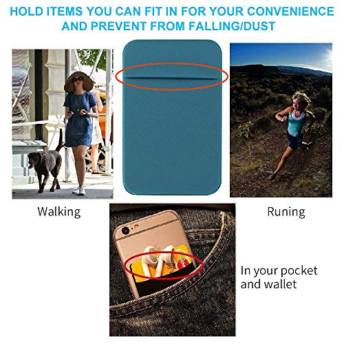 3Pack Cell Phone Card Holder for Back of Phone,Stretchy Lycra Stick on Wallet Pocket Credit Card ID Case Pouch Sleeve Adhesive Sticker for iPhone Samsung Galaxy Android-Dark Green&Blue Gray&Black