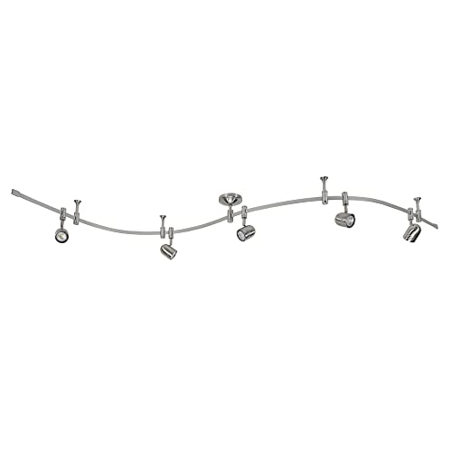 Catalina Lighting 96" Track Ceiling Light, Brushed Nickel, Transitional 5-Light Integrated LED Flex Track