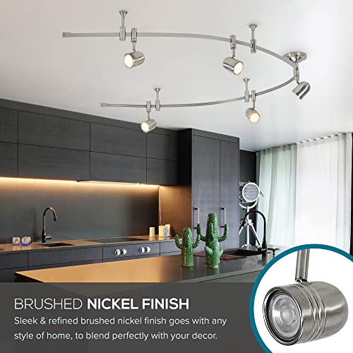 Catalina Lighting 96" Track Ceiling Light, Brushed Nickel, Transitional 5-Light Integrated LED Flex Track