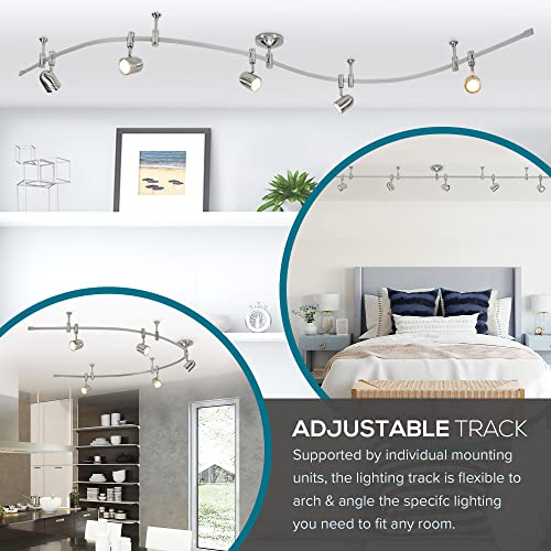 Catalina Lighting 96" Track Ceiling Light, Brushed Nickel, Transitional 5-Light Integrated LED Flex Track