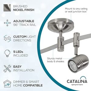 Catalina Lighting 96" Track Ceiling Light, Brushed Nickel, Transitional 5-Light Integrated LED Flex Track