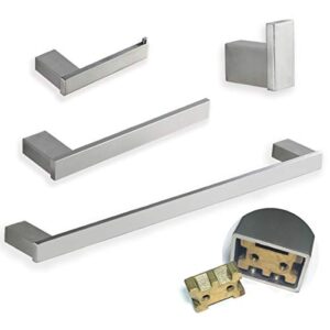 nurisi stainless steel bathroom hardware set 4 piece bathroom hardware accessories set robe hook wall-mounted towel rack and hook toilet paper rack, brushed nickel (4-piece set, brushed nickel)