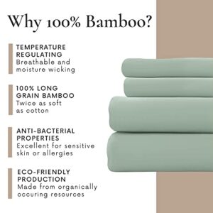 Bamboo Bay Luxury Bamboo Sheets Twin Size - 4 Piece Ultra Soft Twin Cooling Sheets for Hot Sleepers - 100% Organic Bamboo Twin Sheet Set Fits Up to 16" Deep Pocket - Eco Friendly - Twin - Sage