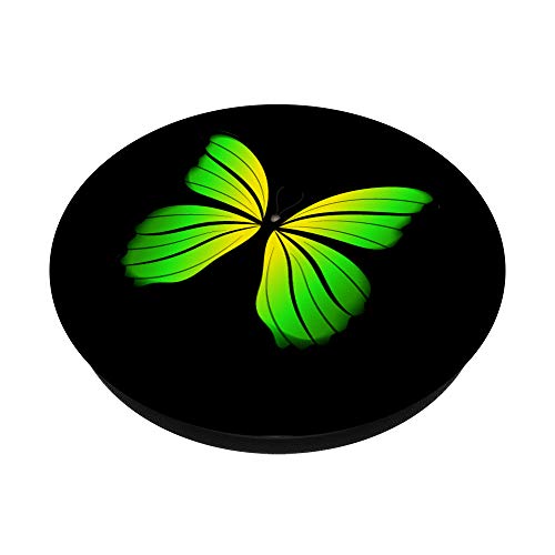 Pretty Cute Bright Lime Green And Yellow Butterfly On Black PopSockets PopGrip: Swappable Grip for Phones & Tablets