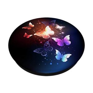 Pretty Bright Butterflies Orange Purple Cool Blue On Black PopSockets Swappable PopGrip