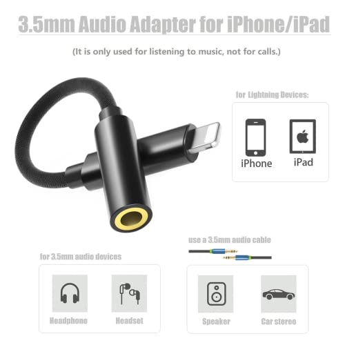 sunshot iOS to 3.5mm Headphone Jack Adapter, Aux Audio Adapter for iPhone Dongle Cable Compatible with iPhone 13 12 11 Xs MAX XR X 8 7 iPad iPod