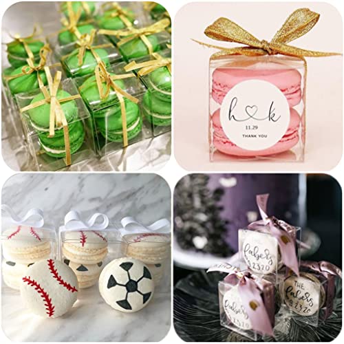 JOERSH 2x2x2 Inches Clear Boxes for Favors with Gift Ribbons 60 PCS Small Transparent Cube Wedding Baby Shower Birthday Party Favor Boxes, Minigifts Display Individual Macaron Box