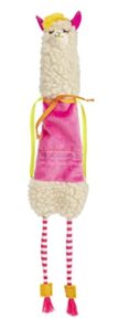 smartykat leggy llama kicker plush catnip cat toy - white/pink, one size