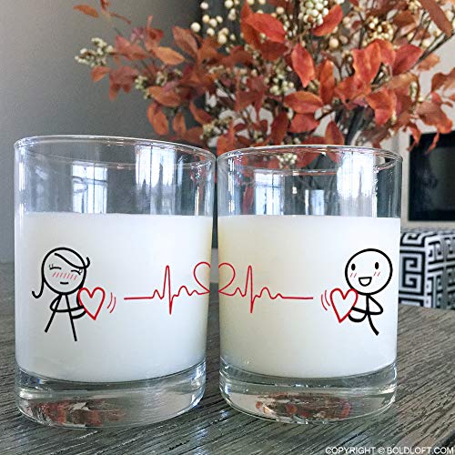 BoldLoft Love You Every Beat of My Heart Couple Drinking Glasses-Glass Gifts Couple Gifts His and Hers Gifts for Wedding Engagement Anniversary Valentine's Day