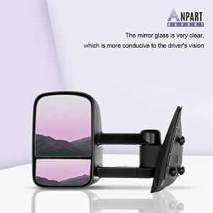 ANPART Towing Mirrors Fit for 2008-2013 For Chevy For Silverado For GMC For Sierra 1500/2500 HD/3500 Tow Mirrors With A Pair LH and RH Side Manual Regulation No Heating No Turn Signal Lamp