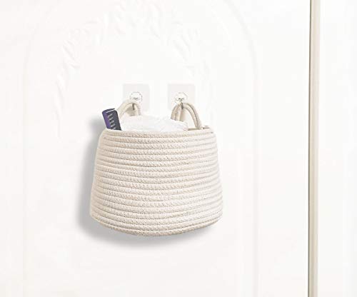 Small Woven Cotton Rope Storage Basket,2 Pack Cute Cotton Rope Baskets with handle,Baby Nursery Organizer for Toy Storage Bin | Pet Gift Basket for Cat,Dog,10 x 10 x 7 Inch