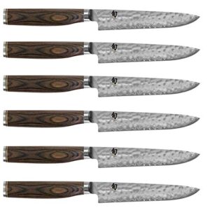 Shun Premier 6-Piece Steak Knife Set with Sidecar Block, Handcrafted Japanese Cutlery, Steel