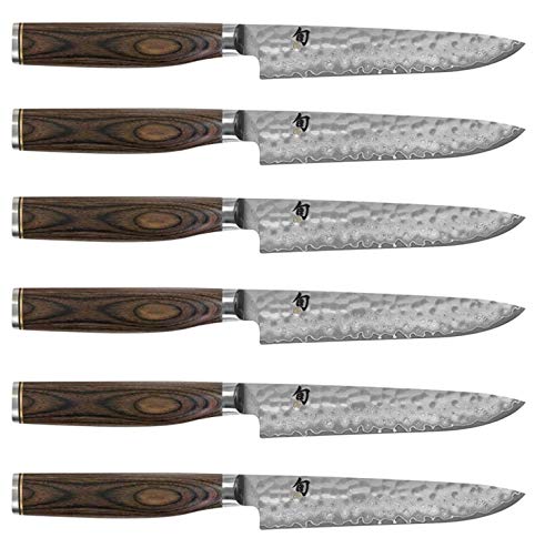 Shun Premier 6-Piece Steak Knife Set with Sidecar Block, Handcrafted Japanese Cutlery, Steel