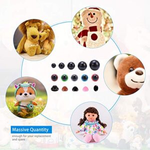 Plastic Safety Eyes and Noses with Washers 570 Pcs, Craft Doll Eyes and Teddy Bear Nose for Amigurumi, Crafts, Crochet Toy and Stuffed Animals (Assorted Sizes)