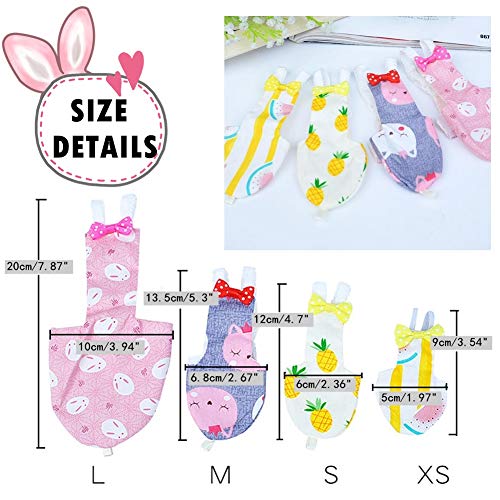 QBLEEV 4 Pack Bird Diaper, Soft Birds Flight Suits with Leash Hole, Washable & Reusable Parrots Nappies with Bowtie Decor, Breathable Pet Pee Pads for Budgie Parakeet, Cockatoos(4 Sizes)