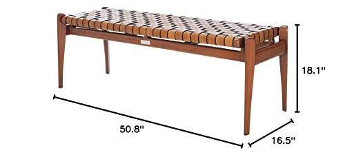 Safavieh Couture Home Dilan 47-inch Brown and Light Brown Leather Weave Bench