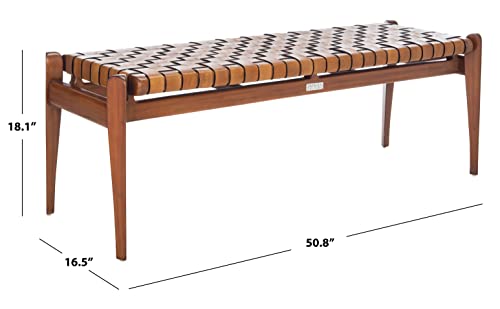 Safavieh Couture Home Dilan 47-inch Brown and Light Brown Leather Weave Bench