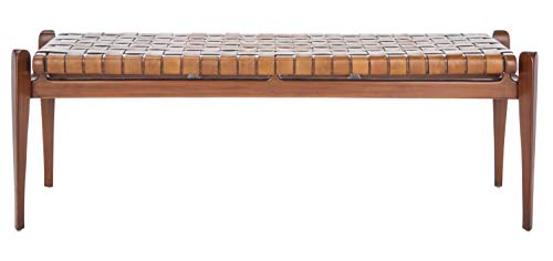 Safavieh Couture Home Dilan 47-inch Brown and Light Brown Leather Weave Bench