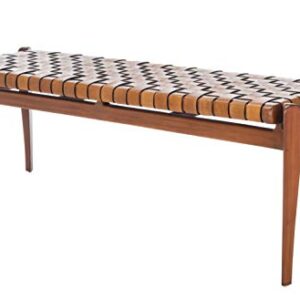 Safavieh Couture Home Dilan 47-inch Brown and Light Brown Leather Weave Bench