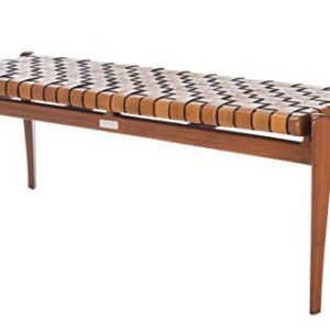 Safavieh Couture Home Dilan 47-inch Brown and Light Brown Leather Weave Bench