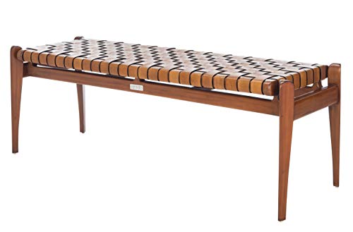 Safavieh Couture Home Dilan 47-inch Brown and Light Brown Leather Weave Bench