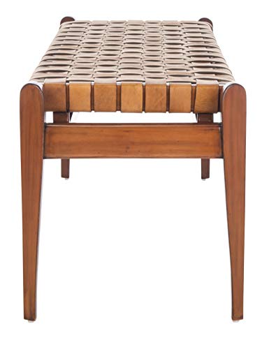 Safavieh Couture Home Dilan 47-inch Brown and Light Brown Leather Weave Bench