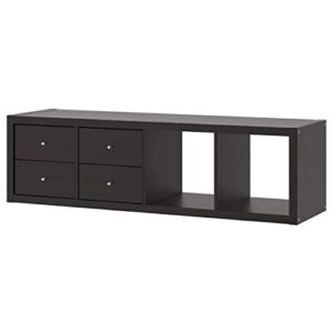 ikea kallax shelf unit with 2 inserts black-brown 16 1/2x57 7/8 392.782.90