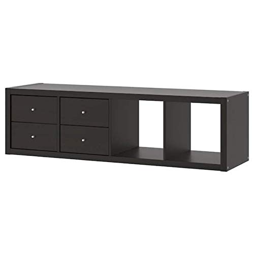 IKEA Kallax Shelf Unit with 2 Inserts Black-Brown 16 1/2x57 7/8 392.782.90