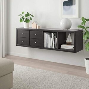 IKEA Kallax Shelf Unit with 2 Inserts Black-Brown 16 1/2x57 7/8 392.782.90