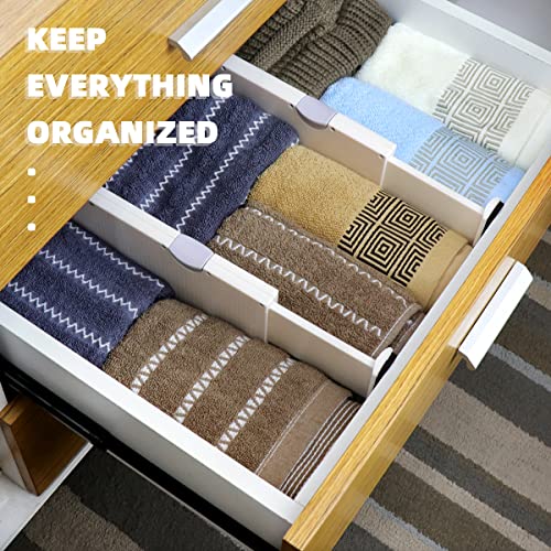 ZNCMRR Drawer Organizer 6 Pack Dresser Drawer Organizers 4”High Expandable from 11-17 Inches, Drawer Dividers for Clothes, Dresser, Closet, Drawer, Office, Kitchen Storage