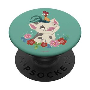 disney moana pua and hei hei floral portrait popsockets popgrip: swappable grip for phones & tablets