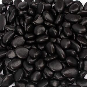 18 pounds decorative pebbles small black stones aquarium gravel river rock, natural polished decorative gravel,garden ornamental pebbles rocks,black decorative stones,black pebbles, decor (black)