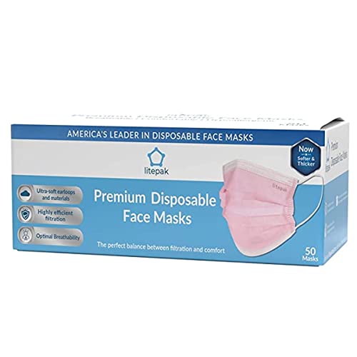 100pcs Litepak Adult Disposable Face Mask - Pink And Black Masks