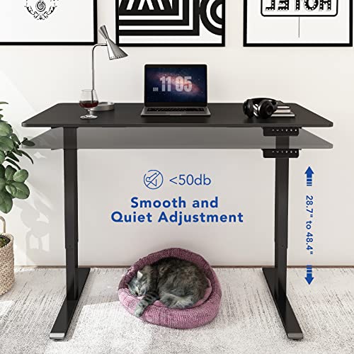 FLEXISPOT EN1 Height Adjustable Desk Black 48 x 30 Inches Whole-Piece Desktop Sit Stand Up Desk with Memory Controller Home Office Standing Desk (Black Frame + 48" Black Top, 2 Packages)