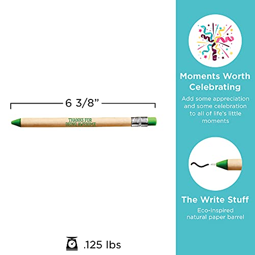 Cheersville 5 Pack of Pencil Lookalike Pens With Motivational Quotes - Ballpoint Black Ink Teacher Office Supplies Teamwork Environmentally Friendly and Biodegradable - Gift for Employee