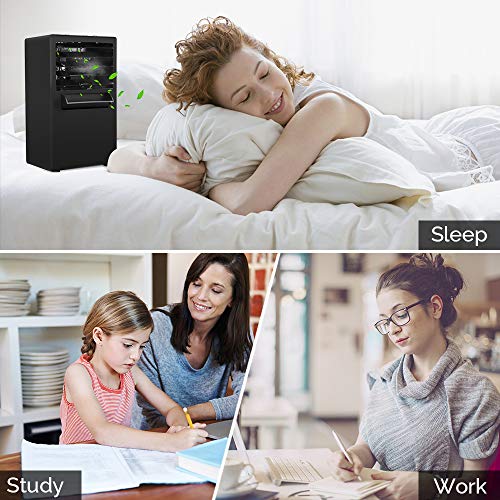 Portable Air Conditioner Fan, KUUOTE Personal Space Air Cooler Quiet Desk Fan Mini Evaporative Cooler Misting Fan Small Table Fan Air Circulator Humidifier for Small Room Home Office Bedroom, Black