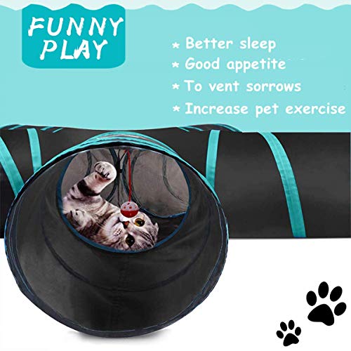 Cat Tunnel Toy 5 Way, Collapsible Cat Playhouse Pet Play Tunnel Tube with Storage Bag for Cats, Puppy, Rabbits, Ferret, Guinea Pig, Indoor and Outdoor Use