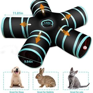 Cat Tunnel Toy 5 Way, Collapsible Cat Playhouse Pet Play Tunnel Tube with Storage Bag for Cats, Puppy, Rabbits, Ferret, Guinea Pig, Indoor and Outdoor Use