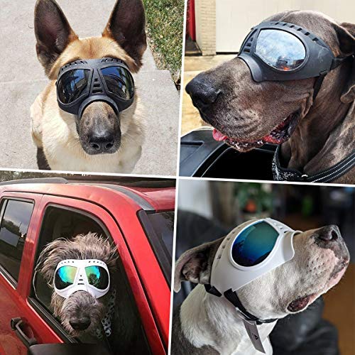 Namsan Dog Goggles Large Breed Anti-UV Dog Sunglasses for Medium-Large Dogs Windproof Anti-Dust Antifog Soft Pet Dog Glasses for Long Snout Dogs Eyes Protection, Black