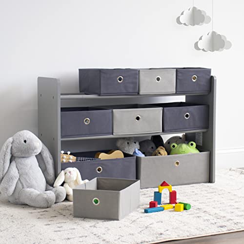 Humble Crew Kids Toy Organizer with 9 Storage Fabric Bins, Grey