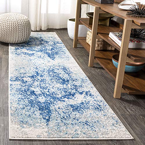 JONATHAN Y CTP109B-28 Dune Modern Abstract Indoor Area-Rug Bohemian Easy-Cleaning High Traffic Bedroom Kitchen Living Room Non Shedding, 2 X 8, Blue